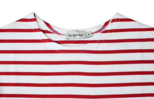 Breton Stripe Top Ladies White/Red Elbow Sleeve - THE NAUTICAL COMPANY UK