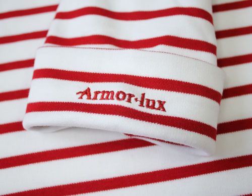 Breton Stripe Top Ladies White/Red Elbow Sleeve - THE NAUTICAL COMPANY UK