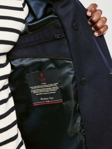 Men's Pea Coat Jacket, 100% Wool, CAP SIZUN by Armor Lux