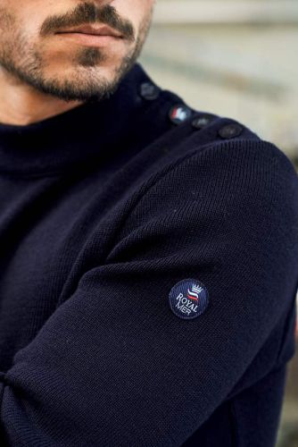 Men's Breton Sweater, Navy Blue Wool from Royal Mer, Authentic made in ...