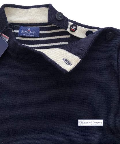 Men's Breton Sweater, Navy Blue Wool from Royal Mer, Authentic made in ...