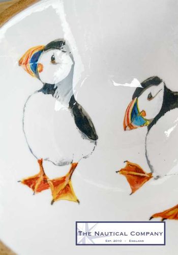 Mango Wooden Bowl - Puffins- Shoeless Joe