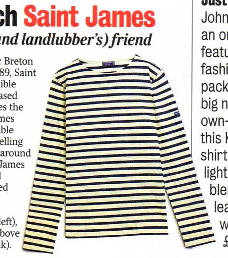 Saint James Meridien Breton Shirt/Top, Cream/Navy Stripe, Men & Women ...