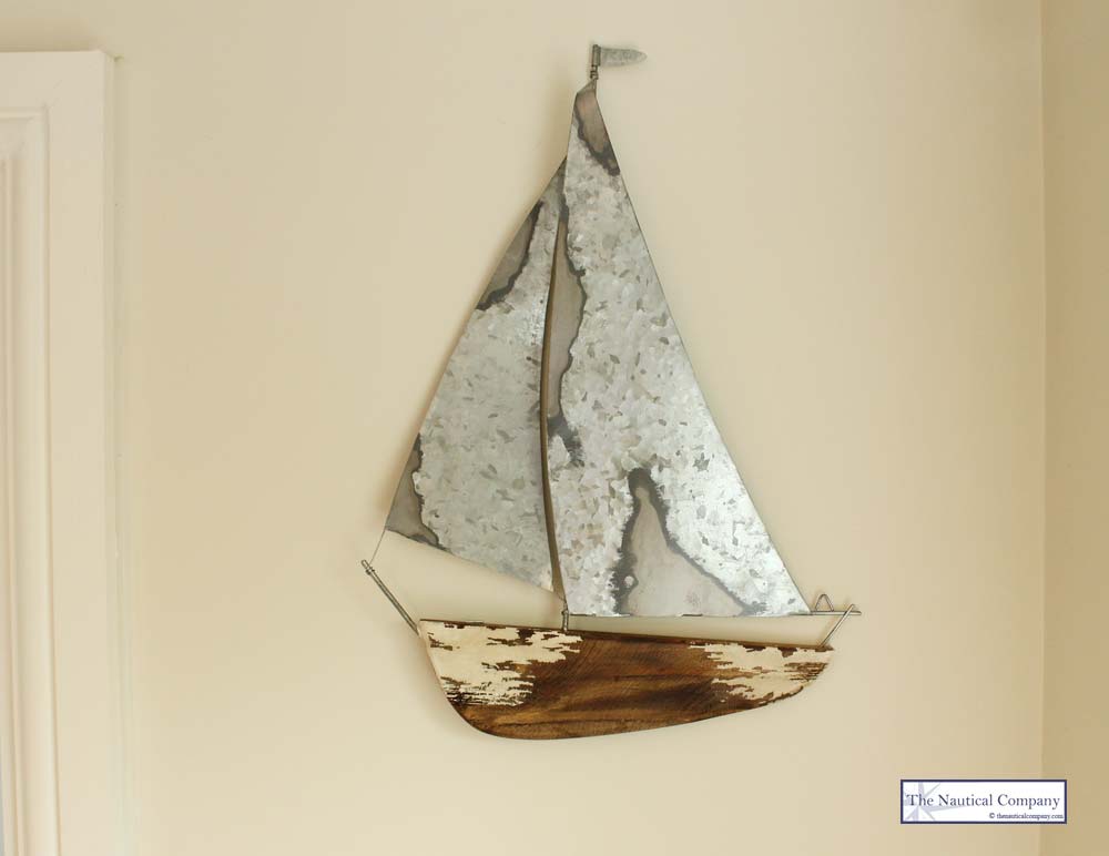 Distressed Sailing Boat Model Wall Art Nautical Decor THE NAUTICAL
